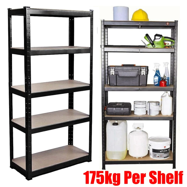 HEAVY DUTY GARAGE Shelving 5 Tier Storage Racking Adjustable Shelves ...