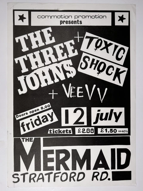 TROIS JOHNS AFFICHE Originale Toxic Shock Vee VV La Sirène Stratford ...