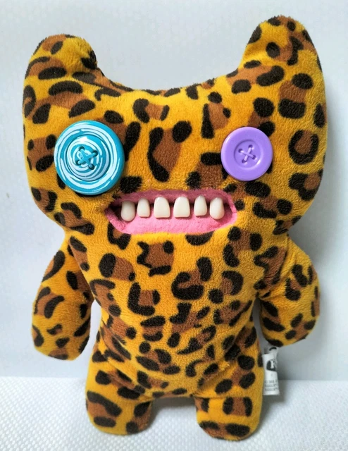 FUGGLER INDECISIVE MONSTER Leopard Print Plush Button Eyes Funny ugly ...
