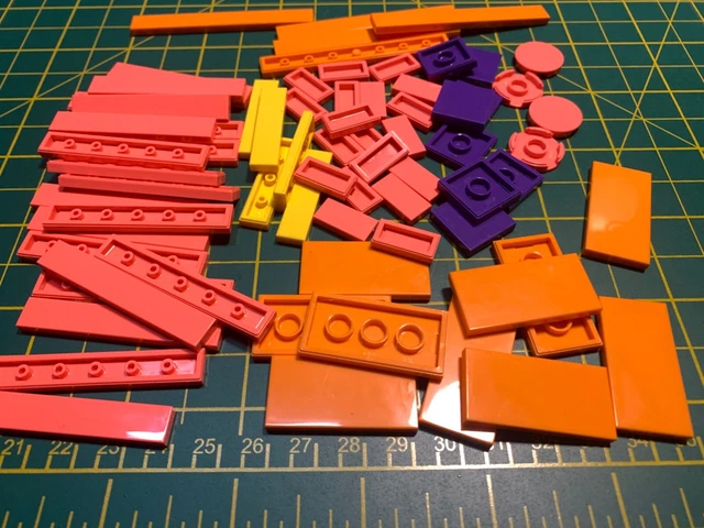 70 LEGO BRAND NEW parts - flat tile 1x6 2x4 1x8 1x2 2x2 pink orange ...