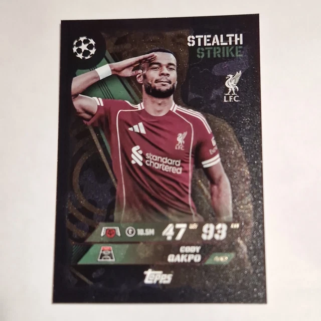 TOPPS MATCH ATTAX 2025/26 Cody Gakpo Liverpool Stealth Strike Rare Card ...