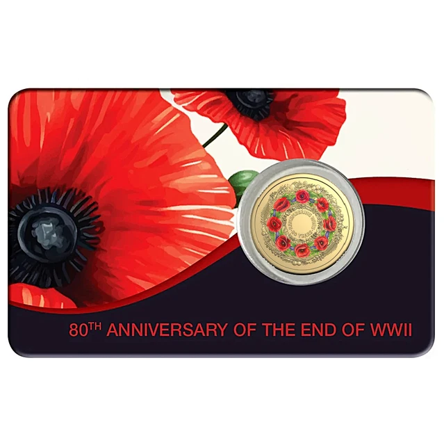 2025 $2 REMEMBRANCE Poppy WWII 80th Anniversary UNC RAM Mint Coin Card ...