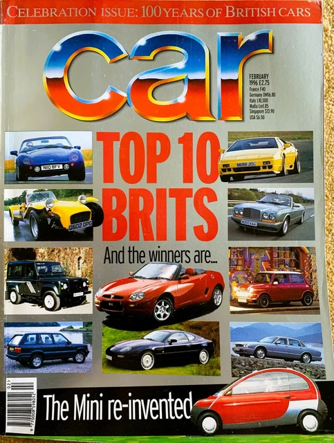 CAR MAGAZINE FEB-1996- TWR Jaguar XJ220S, Porsche 911 Carrera 2, Honda ...