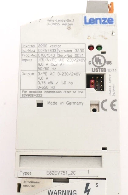 LENZE E82EV751_2C CONVERTITORE di frequenza 8200 Vector | 00457833 ...