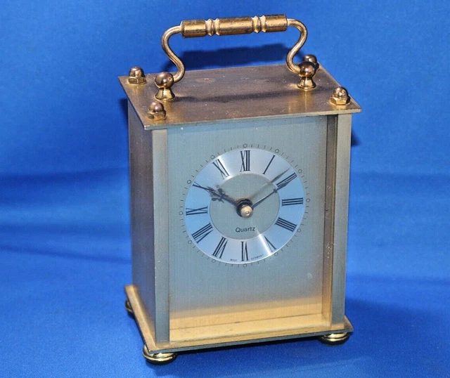 VINTAGE GERMAN BRASS Cased Carriage Clock With Kienzle Quartz Movement ...
