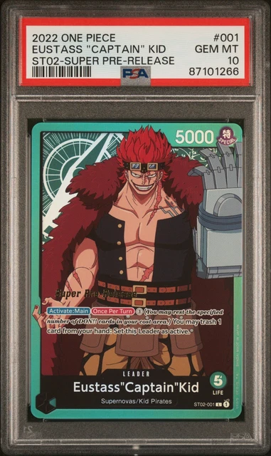 ONE PIECE CARD GAME Eustass Kid SUPER PRE-RELEASE ST02-001 English PSA ...