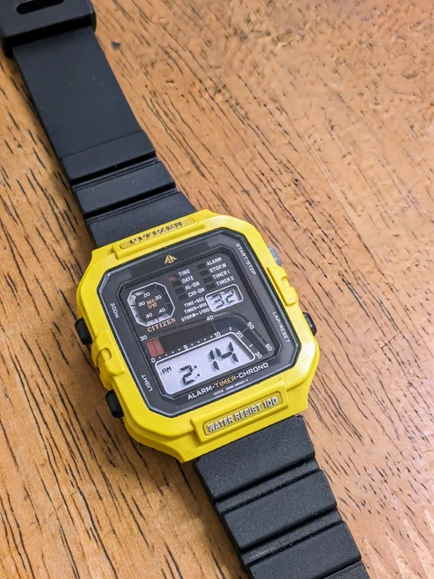 CITIZEN D060 SQUARE Yellow Vintage Digital Watch $675.00 - PicClick AU