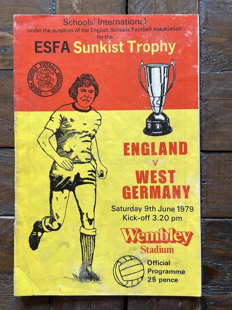 ENGLAND V WEST Germany Schoolboys Programme - 9 June 1979 - Wembley ...