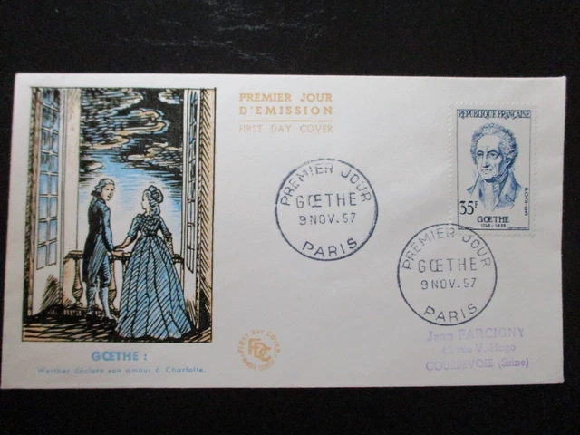 ENVELOPPE 1ER JOUR france GOETHE 1957 EUR 3,80 - PicClick FR