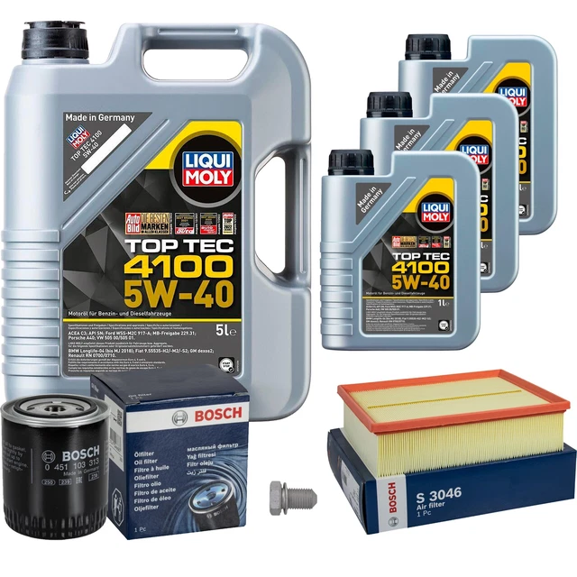 BOSCH INSPECTION SET 8 L Huile Liqui Moly Top Tec 4100 5W-40 pour Audi A4 EUR 132,55 - PicClick FR