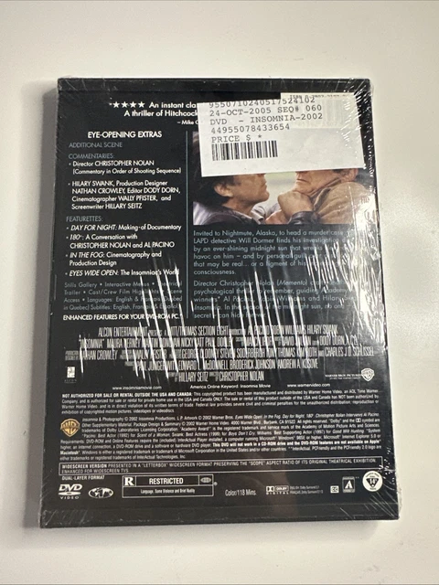 INSOMNIA (DVD, 2002, Widescreen) New Manufactured Sealed $10.00 ...