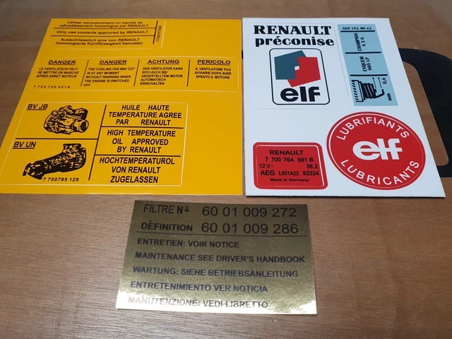 RENAULT 5 GT Turbo Engine Bay Sticker Set Decal Super Cinq 5 £21.99 ...