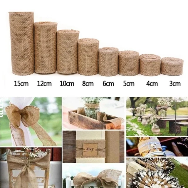 DIY WEDDING NATURAL Jute Fabric Burlap 2M/Roll Hemp Ribbon New Jute ...