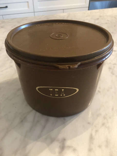 RARE VINTAGE TUPPERWARE Brown Hot Tea Round Canister Modular Mate ...