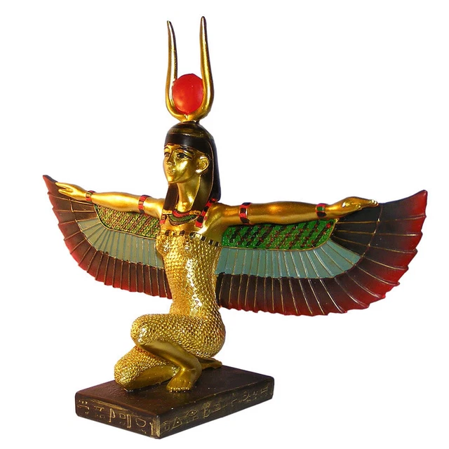 WINGED GODESS ISIS of Ancient Egypt Figurine with Aten Sun Crown £14.95 ...