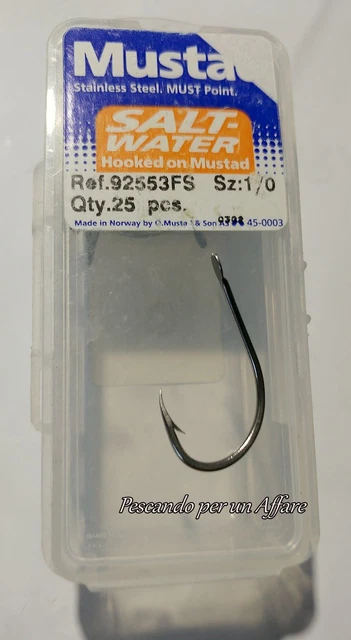 MUSTAD 92553FS AMI hooks,salt water,battuto,storto,punta ricurva EUR 4 ...