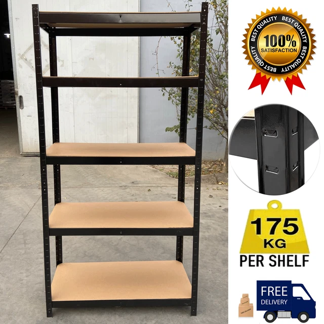 GARAGE SHELVING RACKING Heavy Duty Steel Boltless Warehouse Unit 5 Tier ...