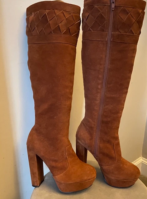 OFFICE LONDON RUST Suede Platform Knee-High Boots UK 5 / EU 38 STEVIE ...