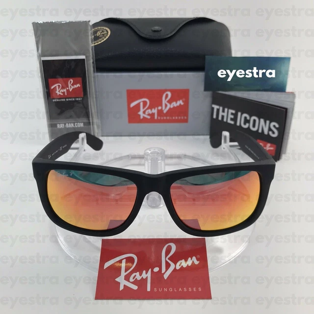 RAY-BAN JUSTIN POLARISED Sunglasses RB4165 622/6Q 54 Matte Black Frame ...