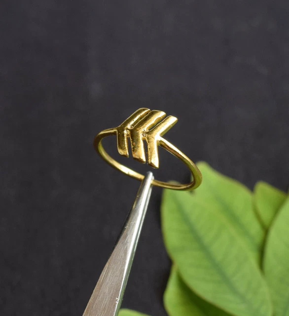 925 SOLID STERLING Silver 24CT Gold Overlay Ring -5 US m862 EUR 6,02 ...