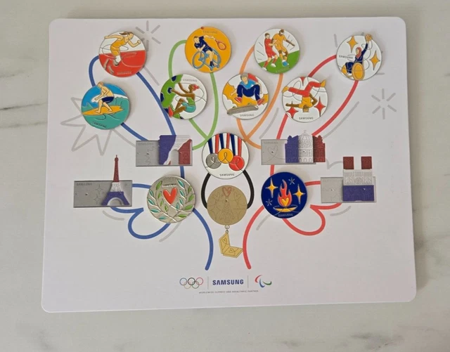 SAMSUNG BOARD + 11 Pin's JO Paris 2024 Olympic Game x1 brooch board pop ...