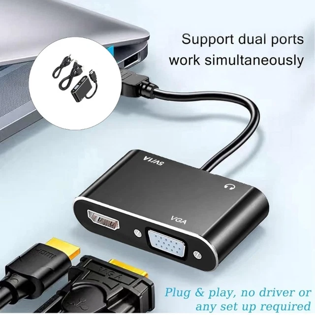 CONVERTER ADAPTER AUDIOS Ouput Support 1080P High Definition Plug and ...
