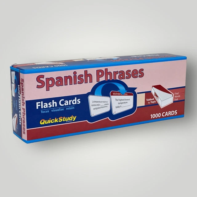 SPANISH PHRASES FLASH Cards: A Quickstudy Ref Tool 1000 Cards Tabbed by ...