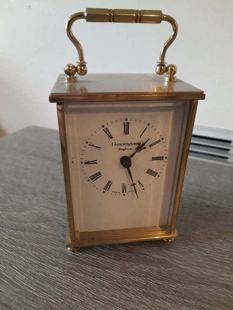 BRASS CARRIAGE CLOCK Hanningtons Brighton Working Weiss Heavy Vintage £ ...