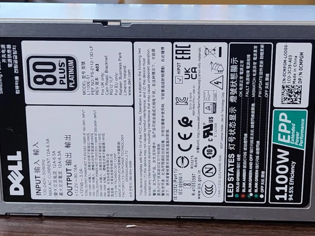 SERVER POWER SUPPLY DELL 1100W L1100E-S1 £25.00 - PicClick UK