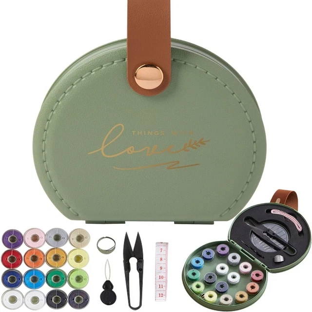 DOUBLE-COUCHE MINI KIT de couture Cuir PU Boîte de couture de voyage ...