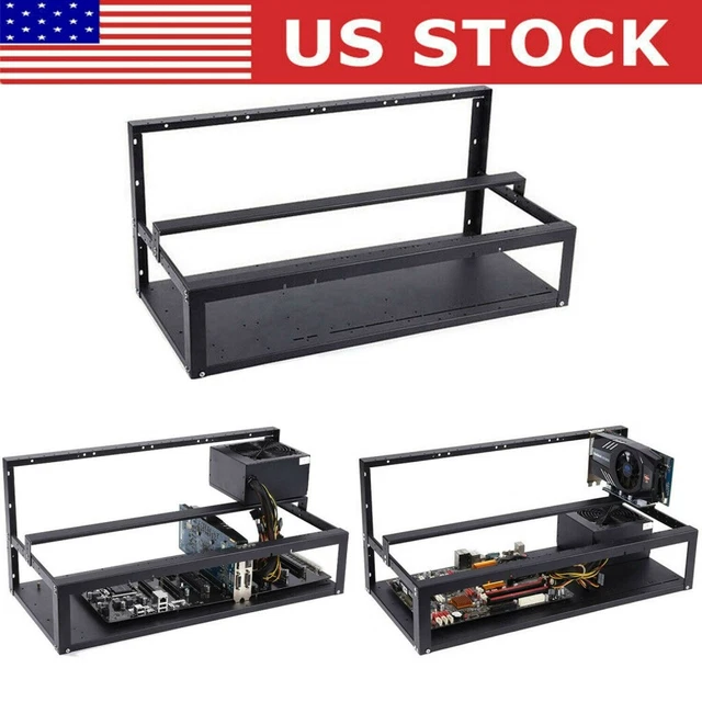 8 GPU OPEN Air Mining Rig Frame Computer Case Rack Motherboard Riser ...