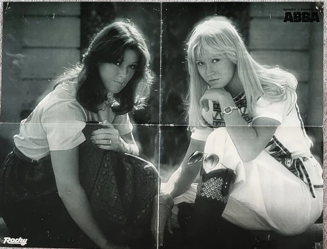 ABBA- RARE AGNETHA & Frida Poster Magazine Pop Rocky 1977 Size 60 X 40 ...