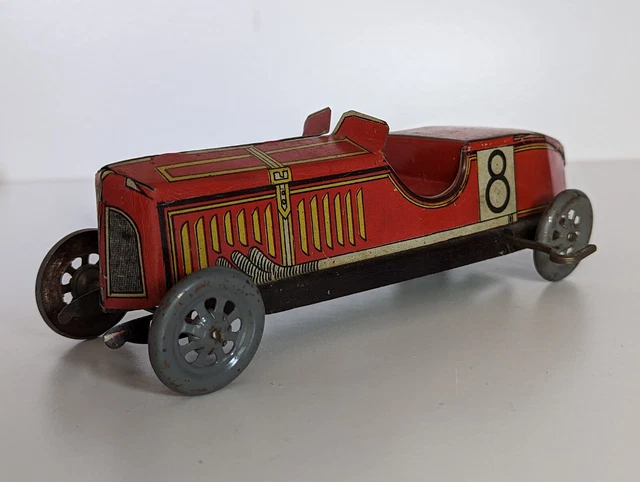 RARE VINTAGE ORIGINAL Rico Spain Tinplate Clockwork Tin Toy Race Racing ...