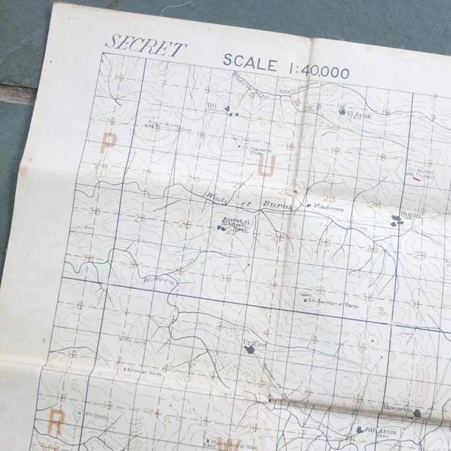 WW1 1918 SECRET Palestine Artillery Grid Map Telfit Arabia British Army ...