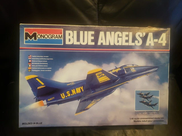 1981 MONOGRAM BLUE Angels' A-4 1/48th scale model kit. Checked and complete £30.00 - PicClick UK