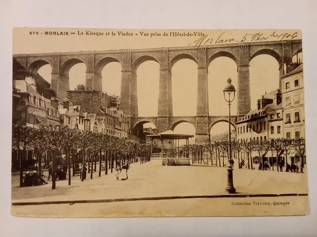 CPA MORLAIX (29), Le Kiosque et le Viaduc, Animée 1906 EUR 3,00 - PicClick FR