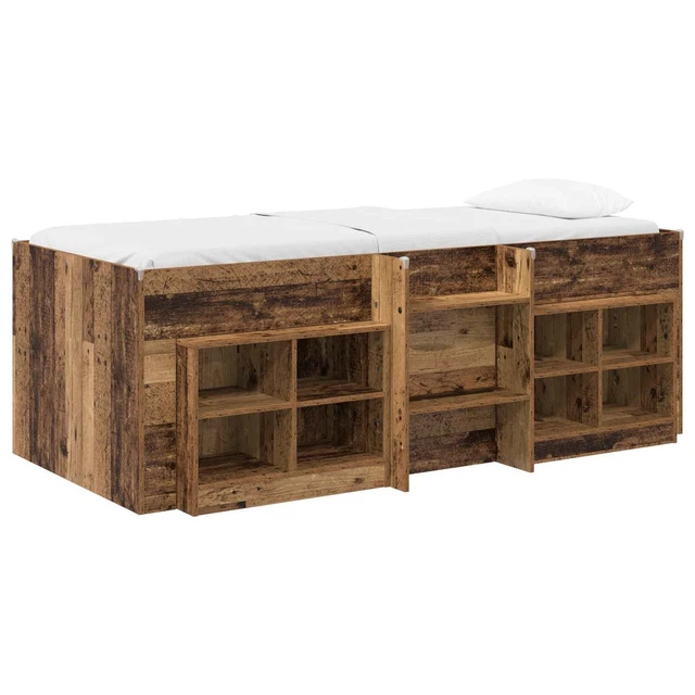 LOFT BED FRAME with Cabinet with Storage Engineered Wood Space-Saving ...