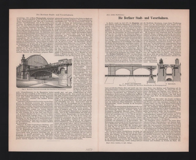 MAPPA CITY MAP 1897: ferrovie urbane. Berlino Vienna New York ringbahn ...