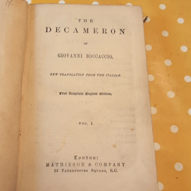 THE DECAMERON BOOK by Giovanni Boccaccio First Complete English Edition ...