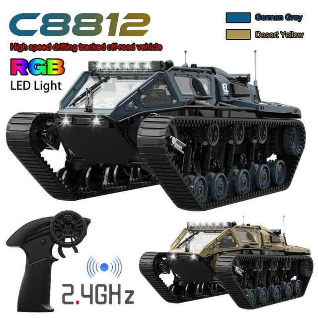 JJRC C8812 RC Tank Toy Full Scale Tracked Vehicle LED Light Drift Off ...