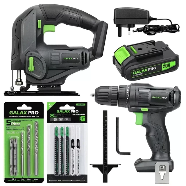 GALAX PRO CORDLESS Power Tool Kit, 20N.m Single Speed Drill Driver 20V ...