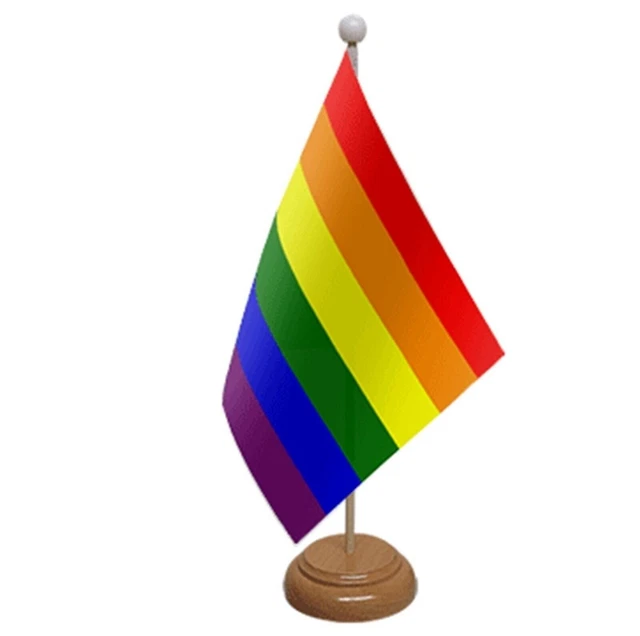 RAINBOW TABLE DESK Flag & Wooden Base 9" x 6" - LGBTQ Pride Rainbow £6. ...