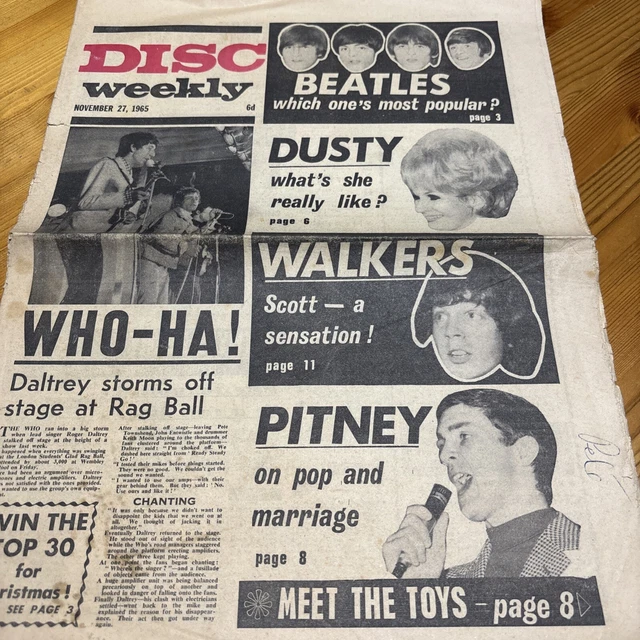 DISC WEEKLY NEWSPAPER - 27th November 1965 The Beatles Who’s Most ...