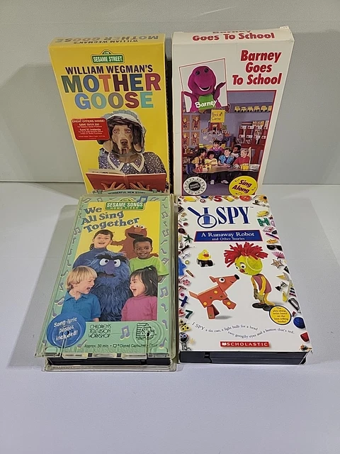 VINTAGE KIDS VHS Educational Barney, Sesame Street, Mother Goose (New ...