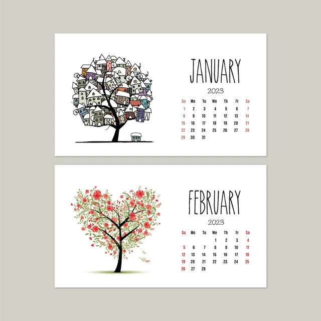FOUR SEASONS TREE Clipart Calendar, 2023 Calendar, Spring Summer Autumn ...