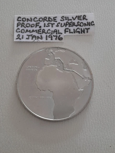 CONCORDE SILVER PROOF Coin 1st Supersonic Commercial Flight 21st ...