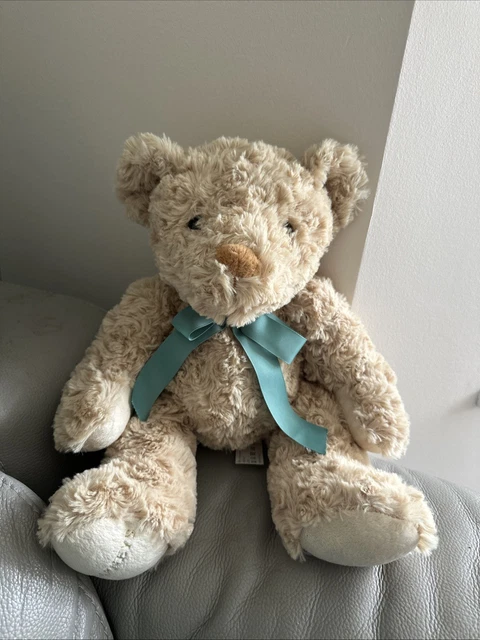 CHAMPNEYS SOFT PLUSH Beanie Teddy Bear Cream green bow New no tag 15 ...