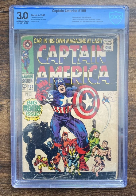 MARVEL COMICS CAPTAIN America #100 1968 1. Silberzeitalter Soloausgabe ...