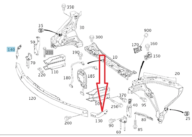 STOSSSTANGENHALTER MERCEDES-BENZ HALTER vorn links original W204 ...