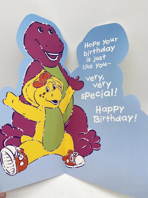 NEW OLD STOCK Vintage 2002 Barney Baby Bop Jumbo Birthday Greeting Card ...